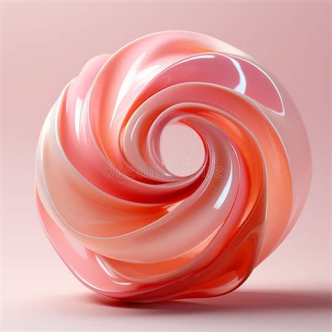3d Render Three Dimensional Pink Sphere In Curved Wavy Spiral Sculpture