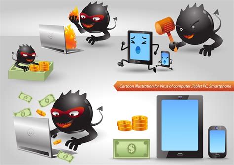 Premium Vector Virus Computer Character Set Premium Vector Virus Computer Character Set