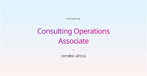 Remote Consulting Operations Associate Job At Human Resource Services