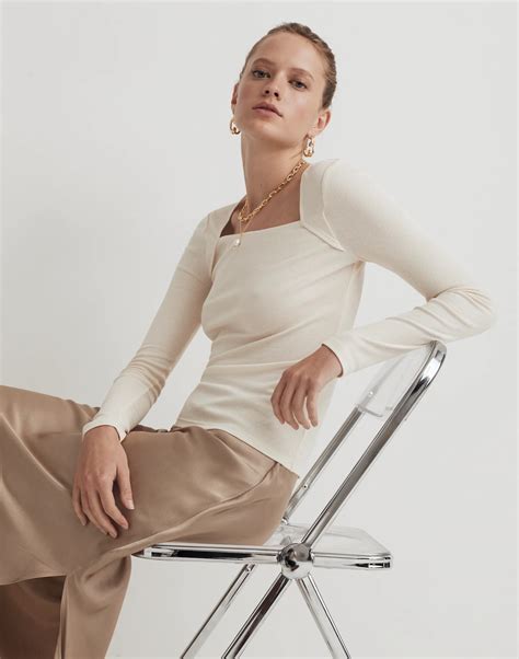 Angled Neck Long Sleeve Top Madewell