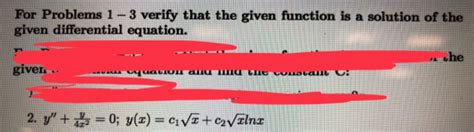 Solved For Problems 1 3 Verify That The Given Function Is A