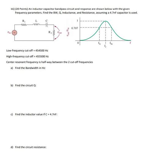 Solved 16 20 Points An Inductor Capacitor Bandpass