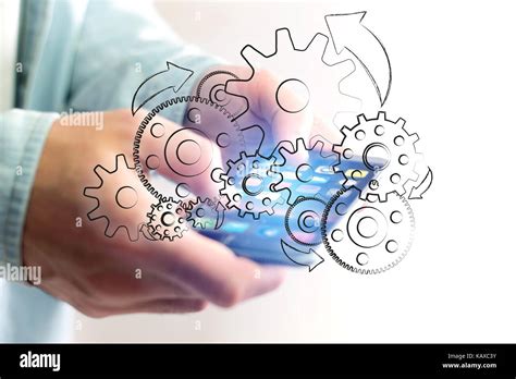 concept view of setting a technology interface with cogwheel gear