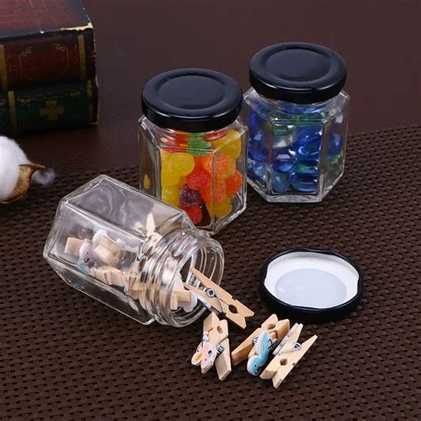 10 шт 85 мл прозрачные стеклянные банки для хранения шестигранные стеклянные герметичные банки