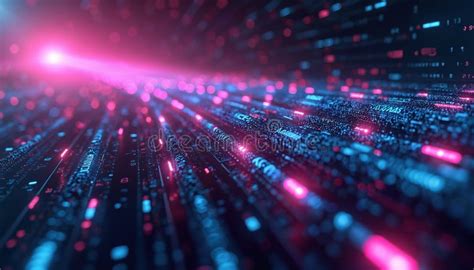 Abstract Tech Background With Data Flow Digital Cyberspace With Matrix