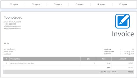 Non GST Registered Invoice NZ