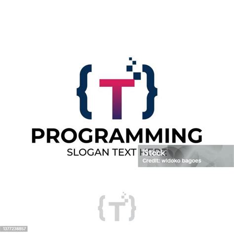 문자 T 디자인이 있는 디지털 코드 기호 픽셀 일러스트 디자인 컨셉으로 일러스트를 코딩 Brand Name Online