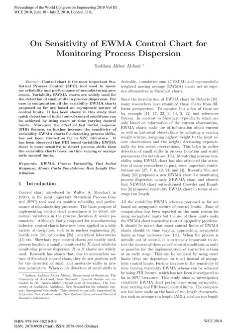 Pdf On Sensitivity Of Ewma Control Chart For Monitoring Process
