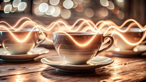 Abstract Glowing Waveform Creating A Teacup Outline Concept As Glowing Waveforms Dance To Form