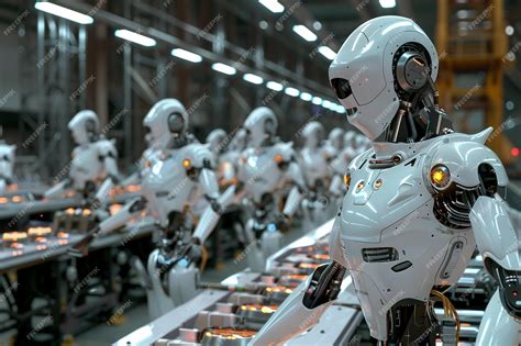 premium photo assembly line with robots performing various tasks