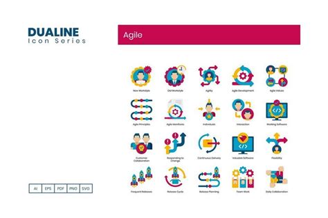 90 Agile Icons Dualine Flat Agile Development Agile Icon