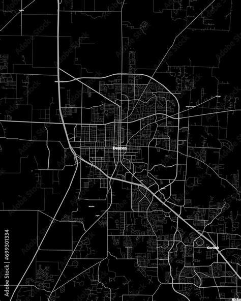 Denton Texas Map Detailed Dark Map Of Denton Texas Stock Illustration
