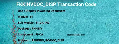 Fkkinvdoc Disp Sap Tcode For Display Invoicing Document