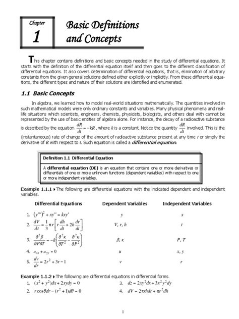 Lecture Handout Chapter 1 De Revised 2017 Pdf Ordinary