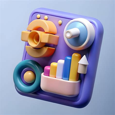 Colorful 3d Icon Featuring A Bar Chart Speaker Dial And Arrow