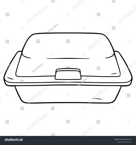 Styrofoam Container Illustration Hand Drawn Outline Stock Vector