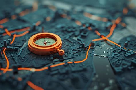 Premium Photo Vintage Compass On A Topographic Map With Orange Trail