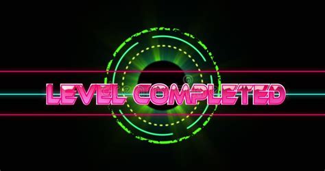 Image Of Level Completed Text Over Green Circles Stock Illustration Illustration Of Internet