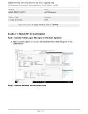 Security Monitoring Logging Hands On Labs For Info Systems Course Hero