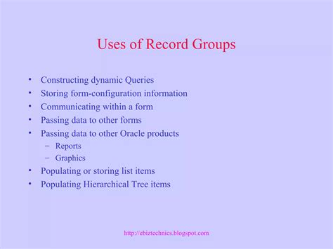Oracle Forms Record Groups Ppt Databases Computer Software And