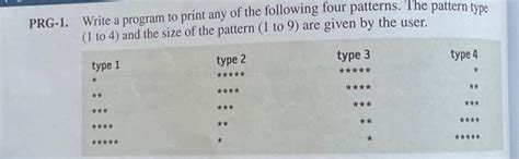 solved prg 1 write a program to print any of the following