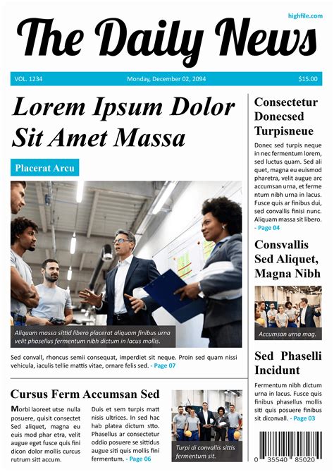 newspaper front page layout