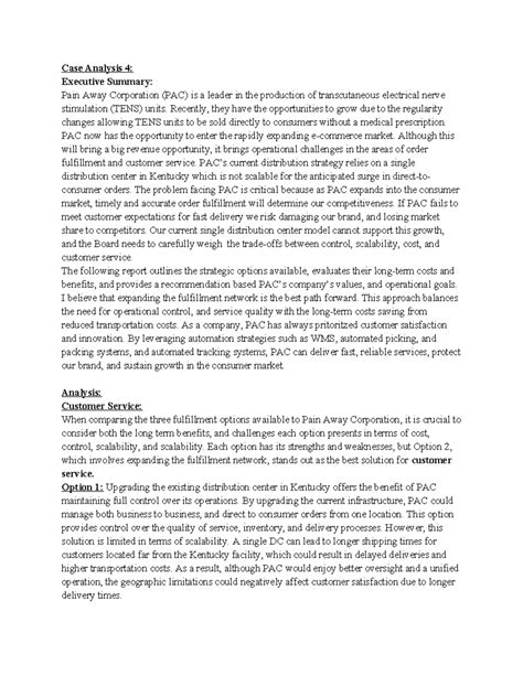Case Analysis 4 This Is A Case Anlaysis For Supply Chain Case