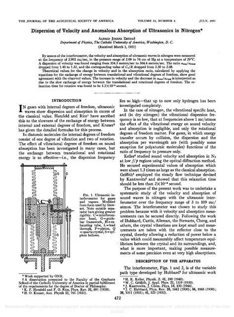 pdf dispersion of velocity and anomalous absorption of ultrasonics in