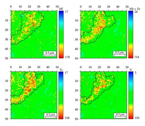 maps of the element distribution in the area of 2 5 × 2 5 μm the