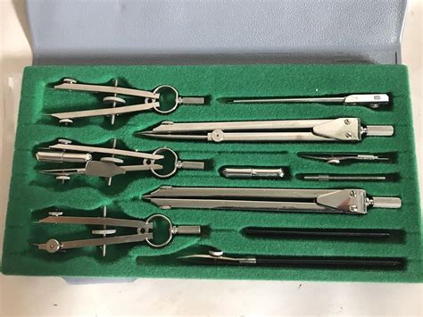 Vintage Henschel 1012 Drawing Tool Drafting Engineering Compass Set Nos
