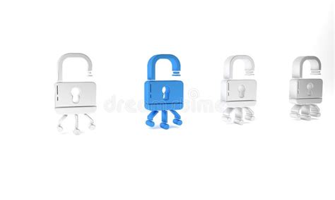 Blue Cyber Security Icon Isolated On White Background Closed Padlock On Digital Circuit Board