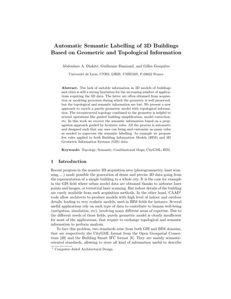 Pdf Automatic Semantic Labelling Of 3d Buildings Based On Geometric And Topological Information