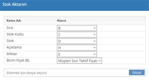 Teklif Modülünde Excel Aktar Özelliği Nasıl Kullanılır
