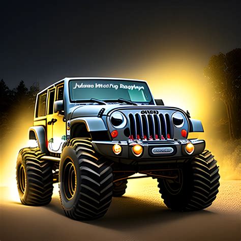 Jeep Monster Truck Night Lighting Seen Arthubai
