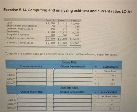 solved exercise 5 14 computing and analyzing acid test and