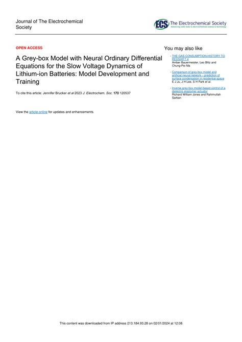 Pdf A Grey Box Model With Neural Ordinary Differential Equations For The Slow Voltage Dynamics