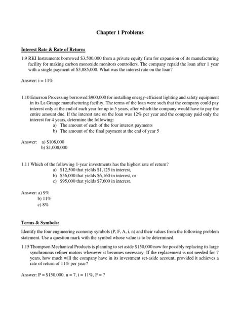Chapter 01 Problems And Final Answers Download Free Pdf Interest
