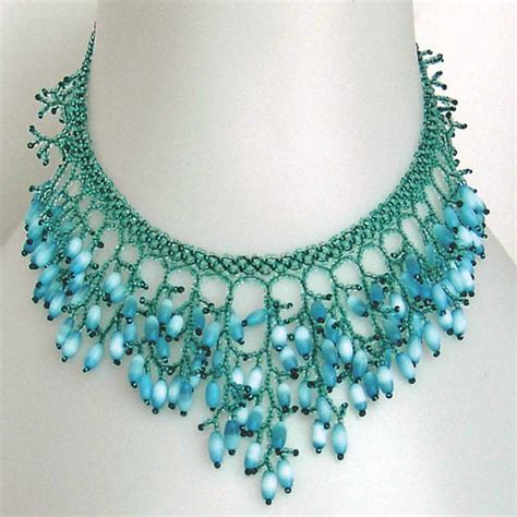 Pattern Seed Beaded Necklace Netting Stitch Detailed Tutorial
