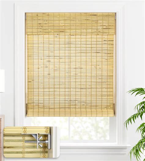 Lazblinds No Tools No Drill Bamboo Roller Shades