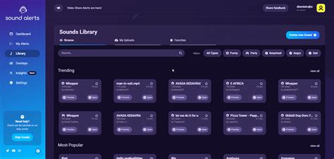 Sound Library Showcase Sound Alerts Help