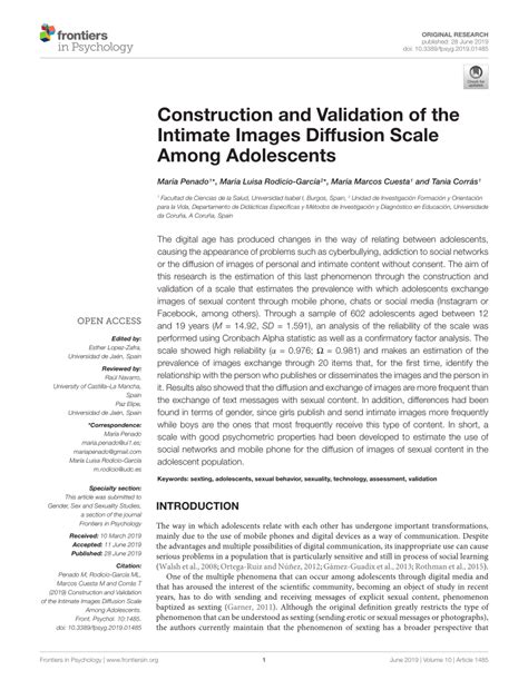 PDF Construction And Validation Of The Intimate Images Diffusion Scale Among Adolescents
