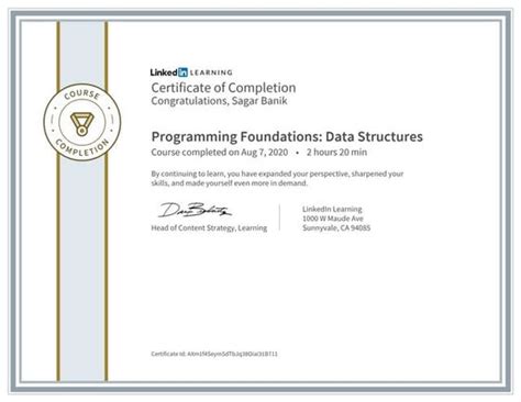 certificate of completion programming foundations databases ppt