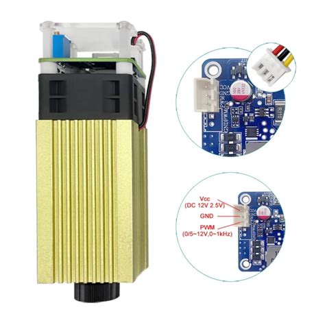 450nm 20W 40W CNC Laser Module TTL Blue Light With Interface Adapter Board For Laser Engraving