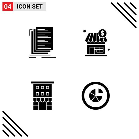Set Of Vector Solid Glyphs On Grid For Code Buildings Files Shopping Retail Editable Vector