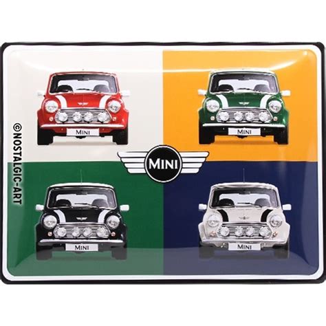 Nostalgic Art Mini Cooper 4 Cars Pop Art 30x40cm Large Metal Tin Sign