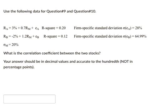 Use The Following Data For Question9 And Question10 Ra 3 07rm