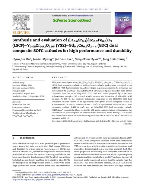 Pdf Composite Sofc Cathodes For High Performance And Durability