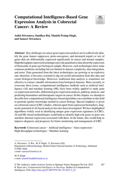 Pdf Computational Intelligence Based Gene Expression Analysis In