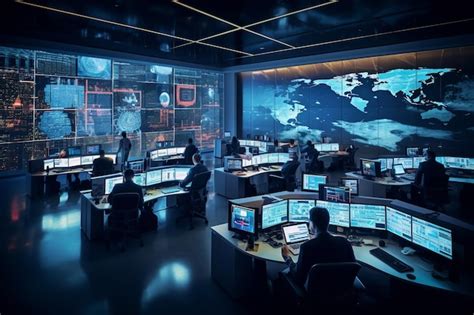 Premium Photo Modern Control Room With Multiple Screens Displaying Realtime Logistics Data