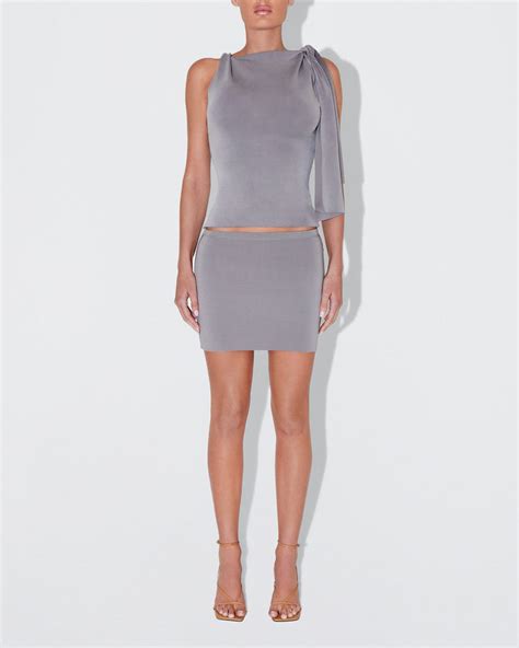 Sueded Stretch Knotted Top Steel Grey Khy